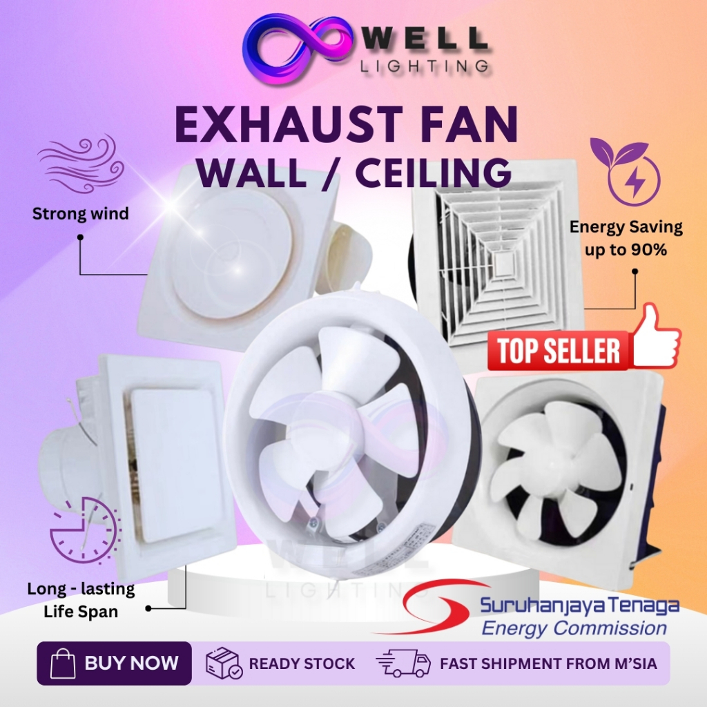 【SIRIM APPROVED】Wall / Ceiling Exhaust Fan Kitchen 6" 8" 10" 12" Kipas ...