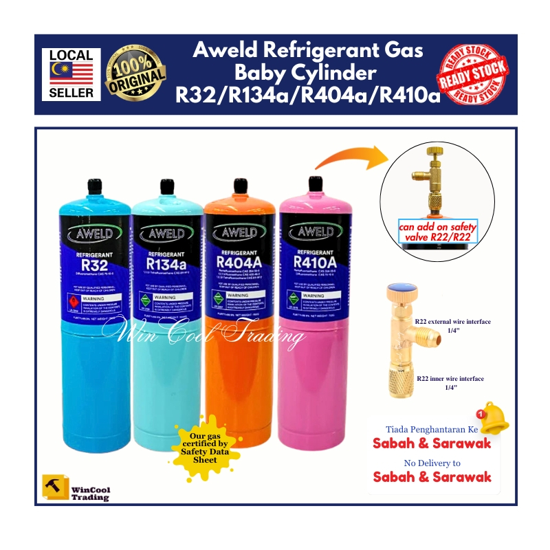Original Aweld Refrigerant Gas Baby Cylinder R32/R134a/R404a/R410a for Air-Conditioning | Shopee ...