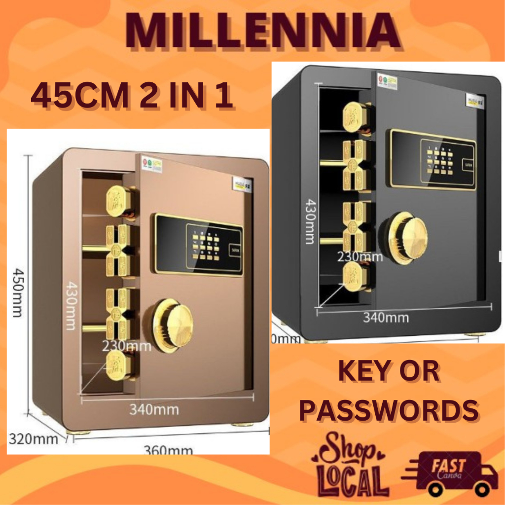 45CM Premium Quality Heavy Duty Digital Password/Key 2 in 1 Anti Theft Safe Box Security Box For ...