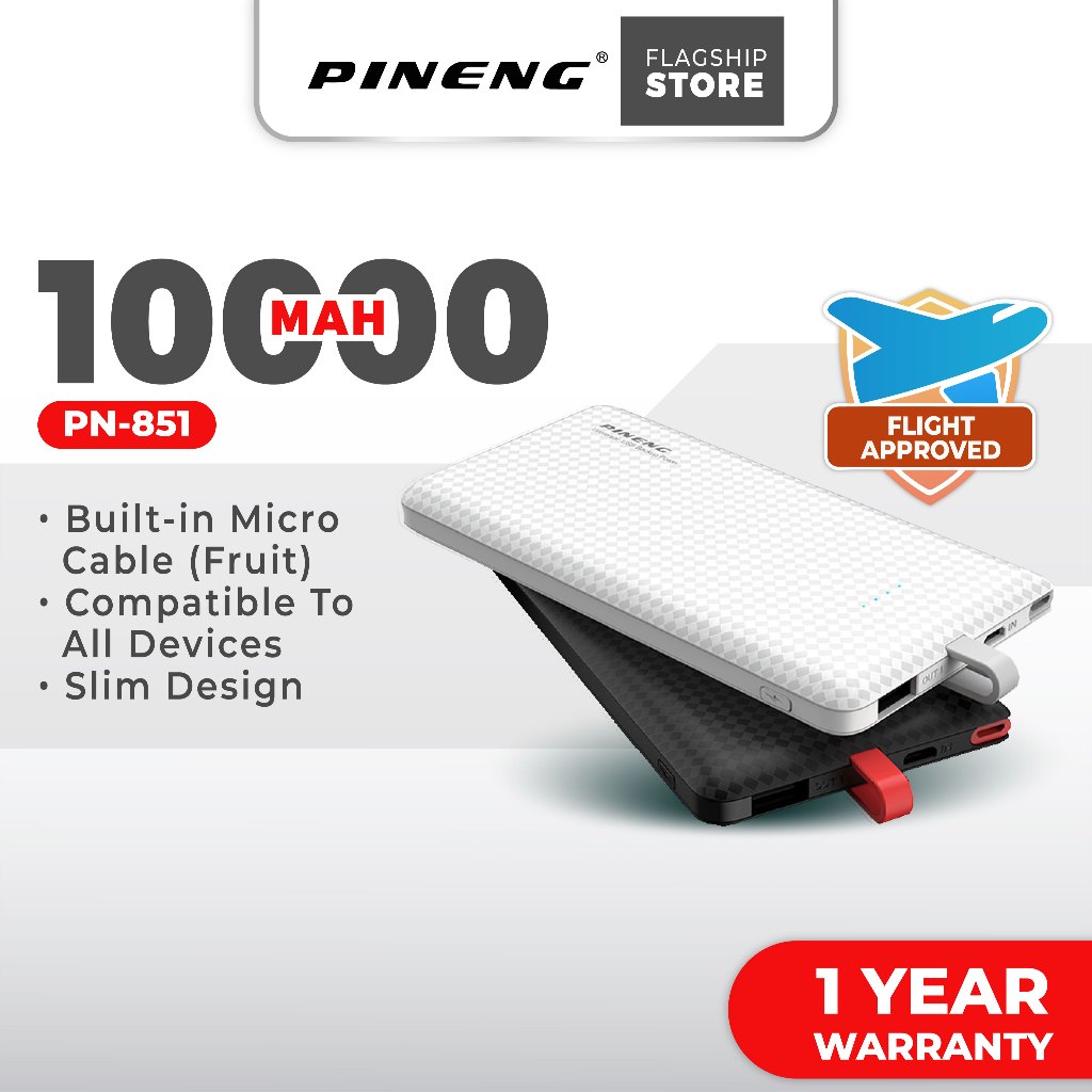 Pineng PN-851 10000mAh Lithium Polymer Portable Powerbank Built in ...
