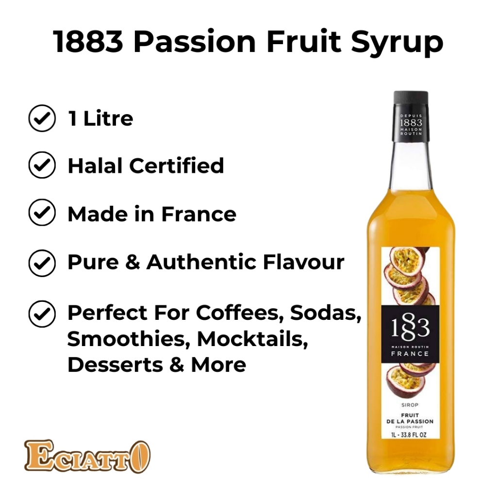 1883 MAISON ROUTIN Passion Fruit Syrup 1L For Sparkling Soda Kordial ...