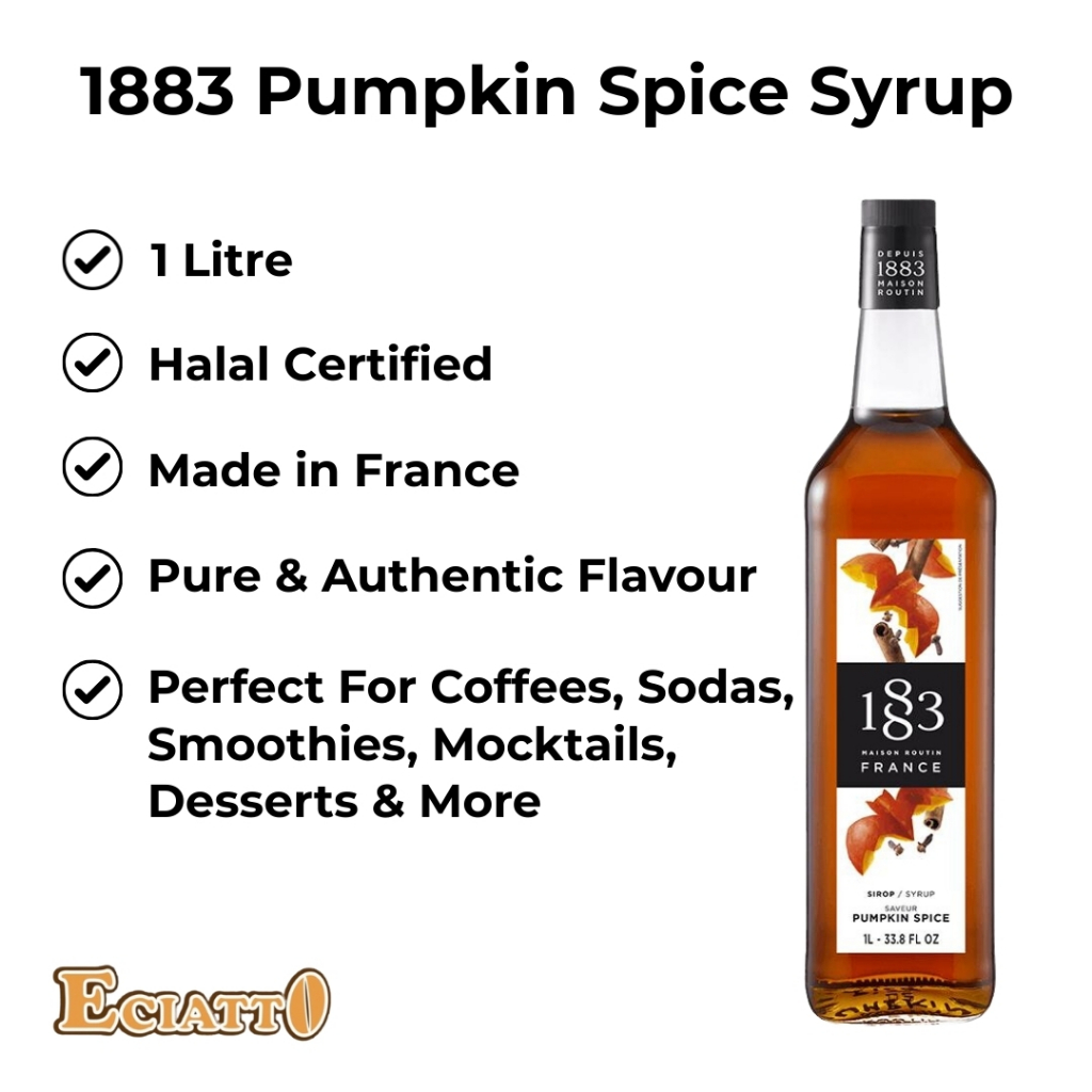 1883 MAISON ROUTIN Pumpkin Spice Syrup 1L Halal Premium Original Monin ...
