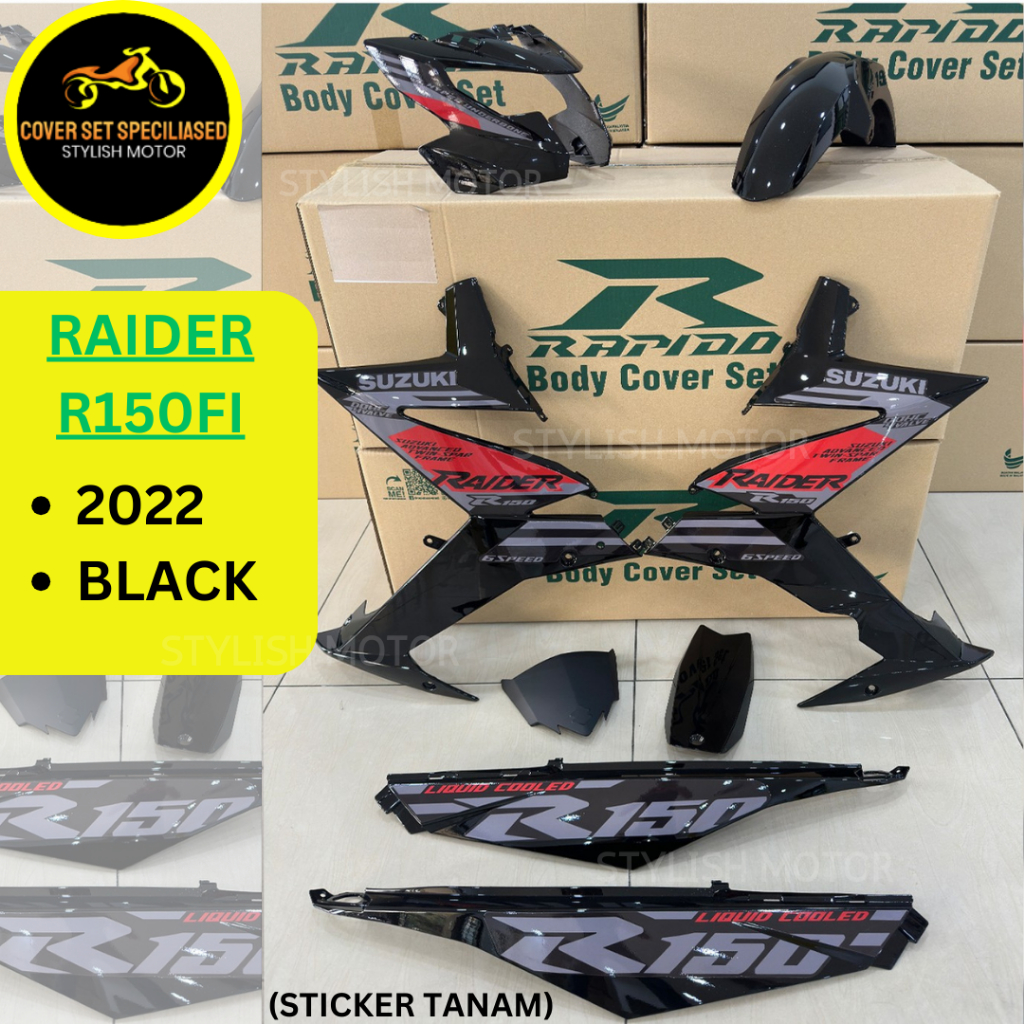 RAPIDO Cover Set SUZUKI Raider R150fi 2022 Black Grey Body Cover ...