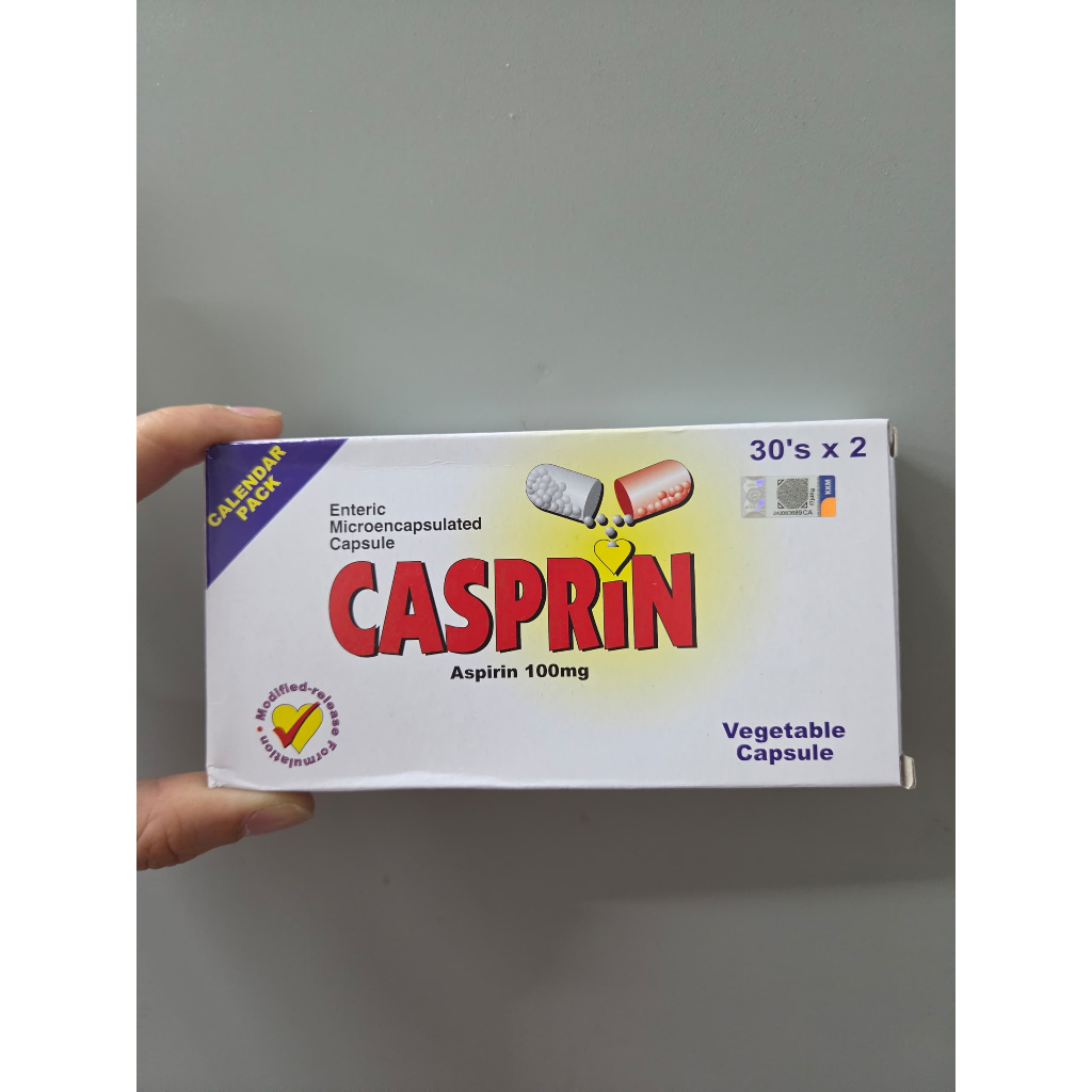 (EXP:1/2026) Casprin Asprin 100mg Vegetable Capsule 30s X 2stp | Shopee ...
