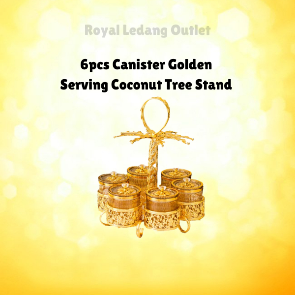 ROYAL LEDANG Canister Golden Serving Coconut Tree Stand (6pcs), Balang ...