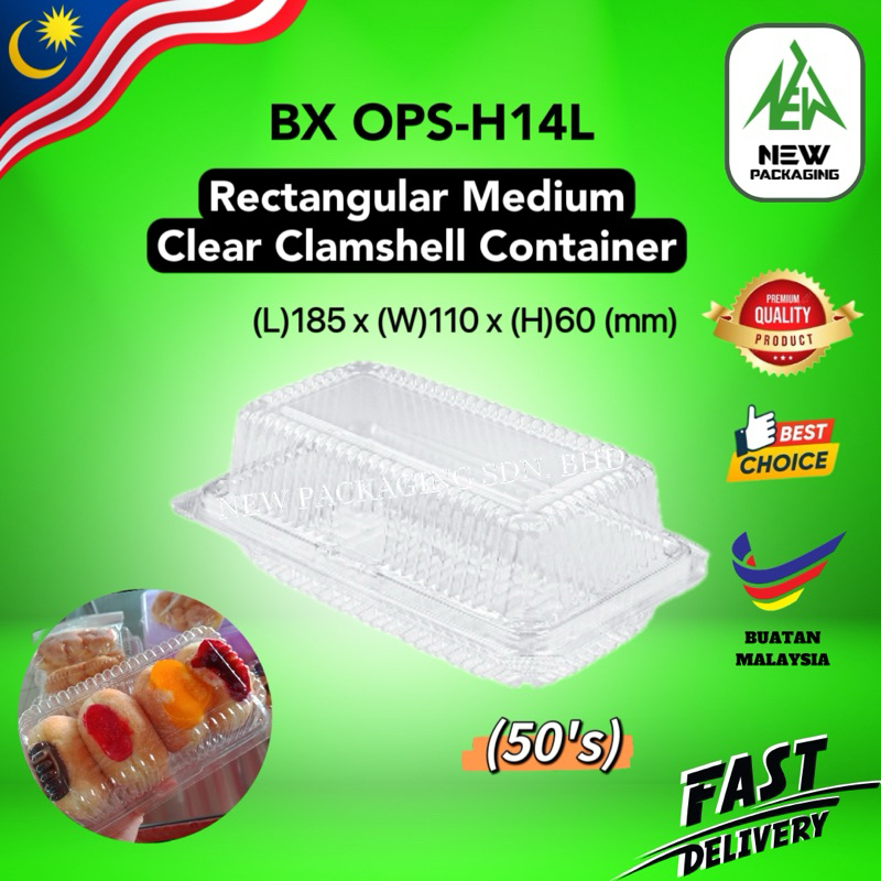 BENXON OPS-H14L Rectangular Medium Clamshell Container with Lock [50 ...