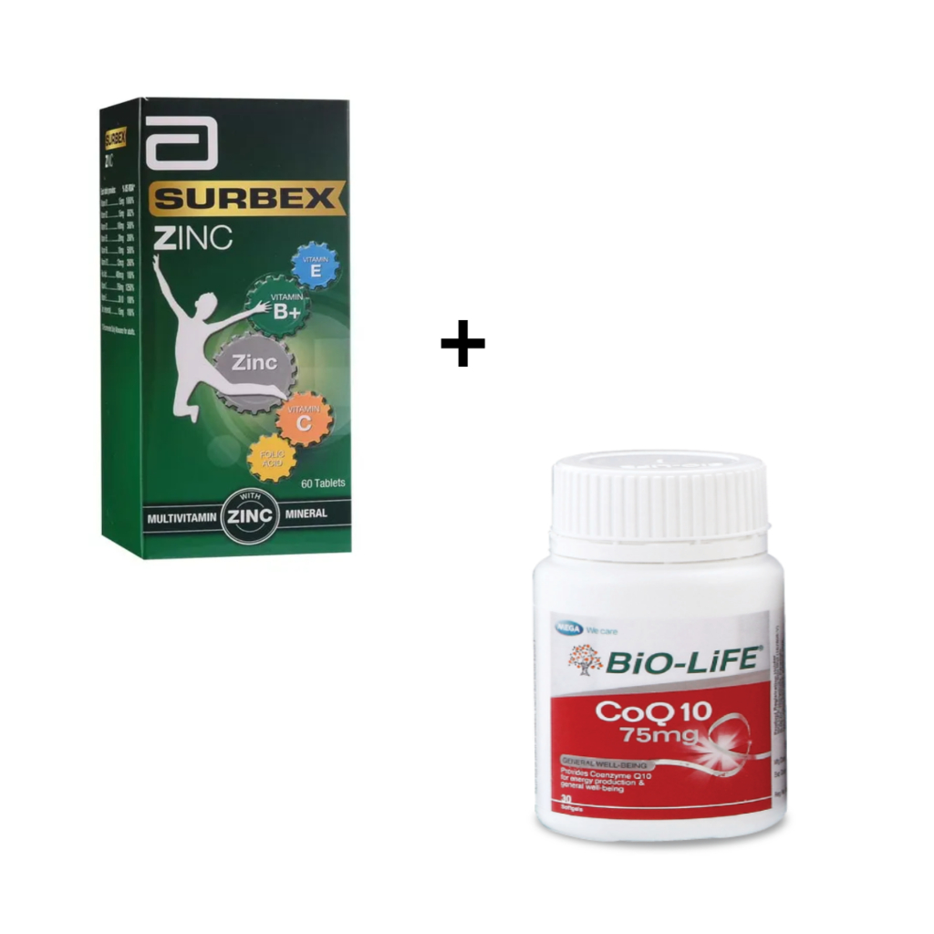 Abbott Surbex Zinc B-Plus 60 tablets + Bio-Life CoQ10 75mg (30's ...