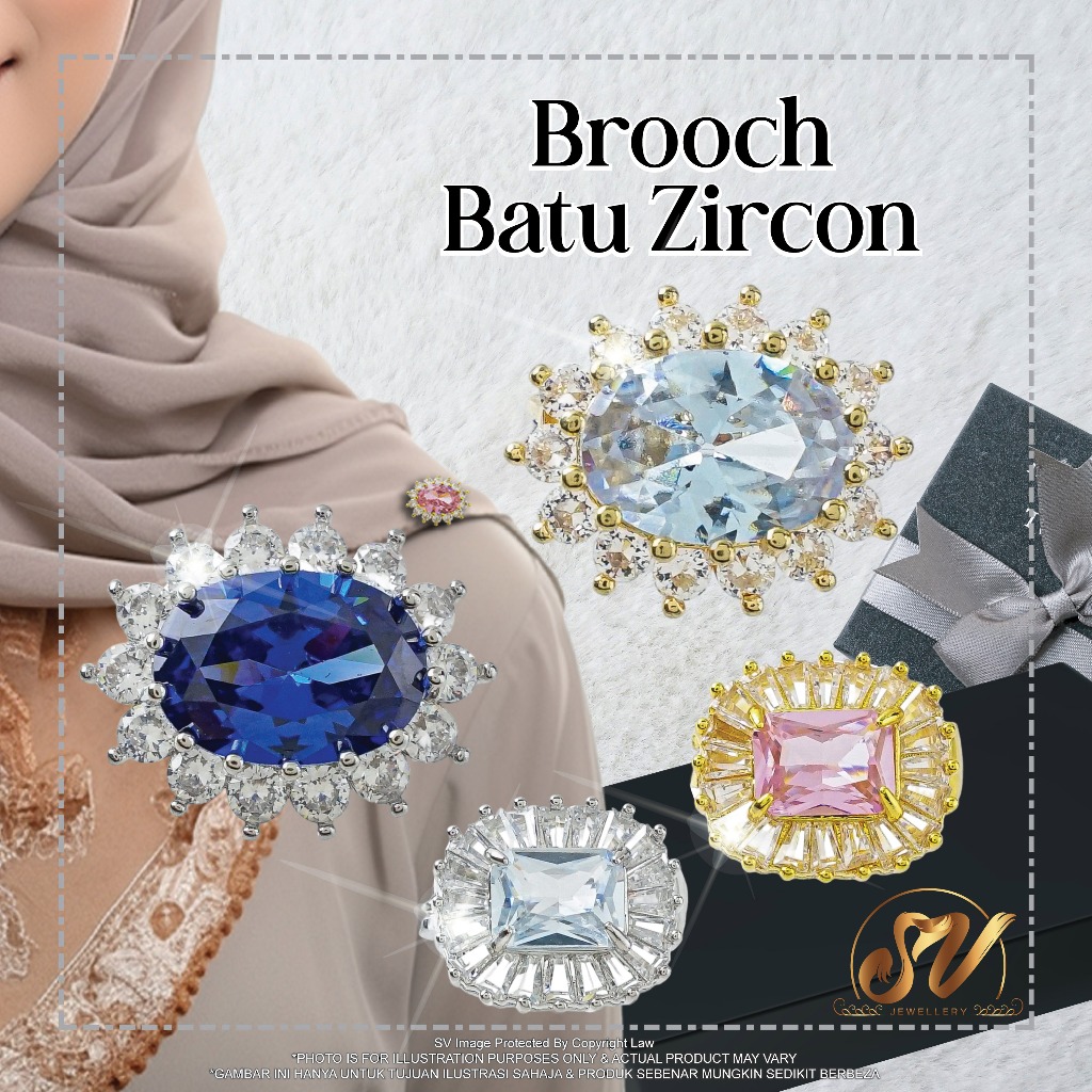 SV Jewellery Brooch Zircon Crystal Diamond Kerongsang Luxury Exclusive ...