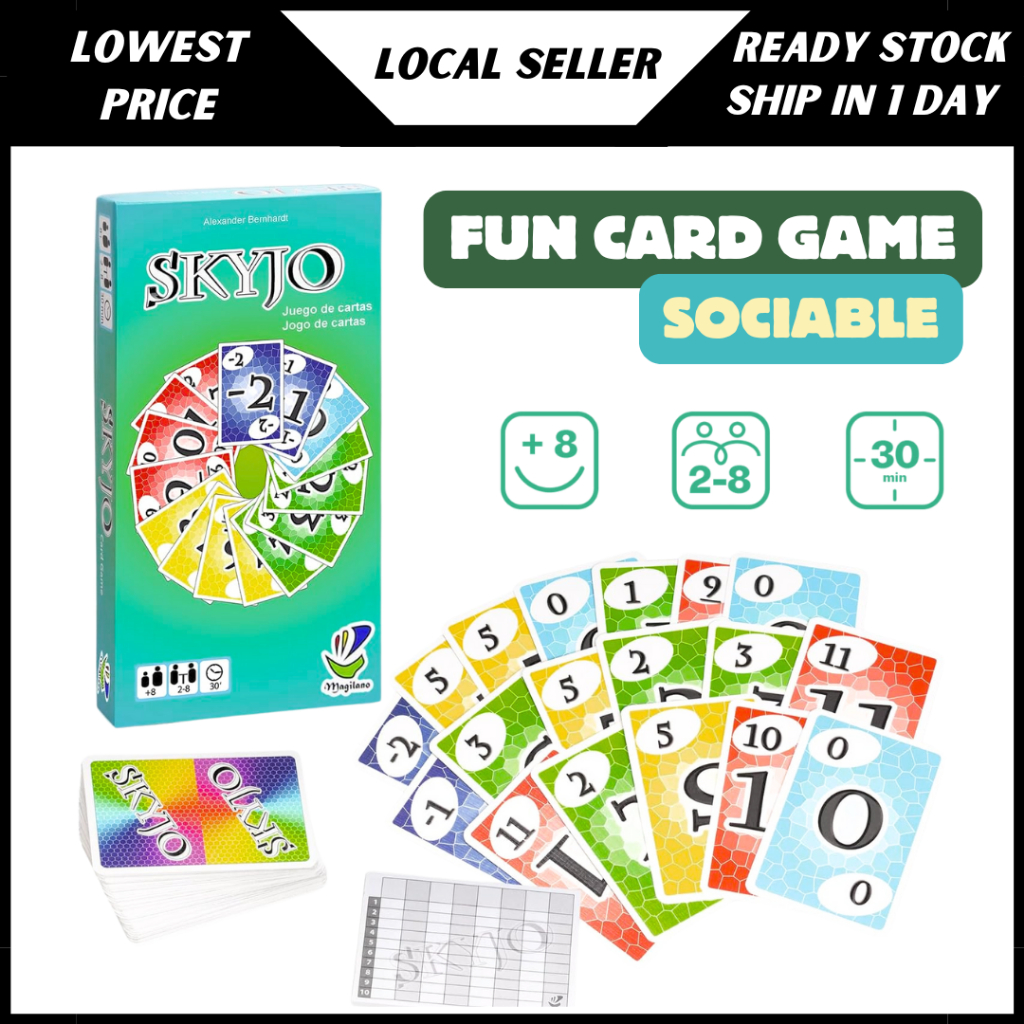 SKYJO Card Game Fun Strategy Board Game for Kids Family Friends ...
