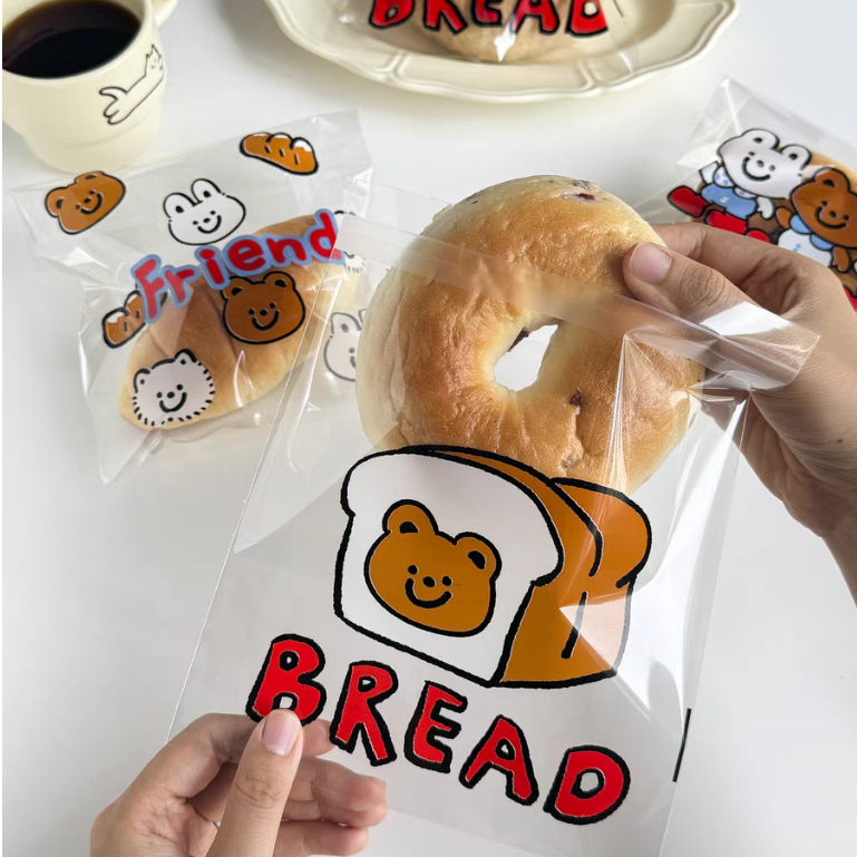 [50pcs] 17cm*17cm Self Adhesive Transparent Bread Plastic Packaging Bag ...