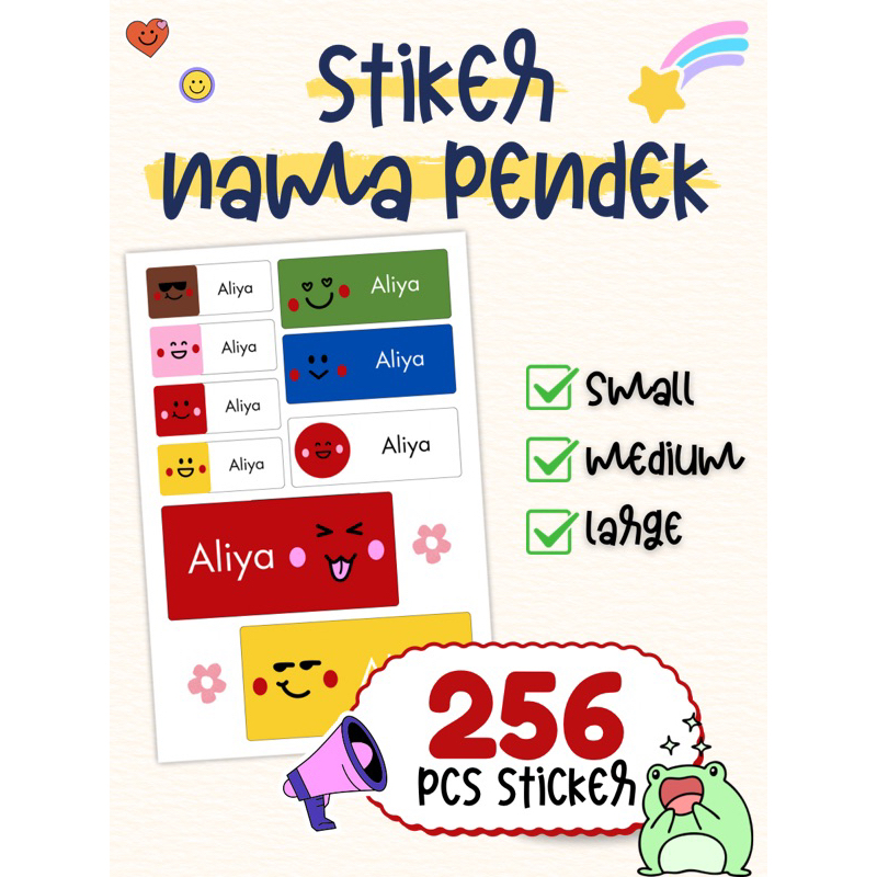 200+ Sticker Nama Warna Warni Comel | 3 Saiz Sticker | Stiker Kartun ...