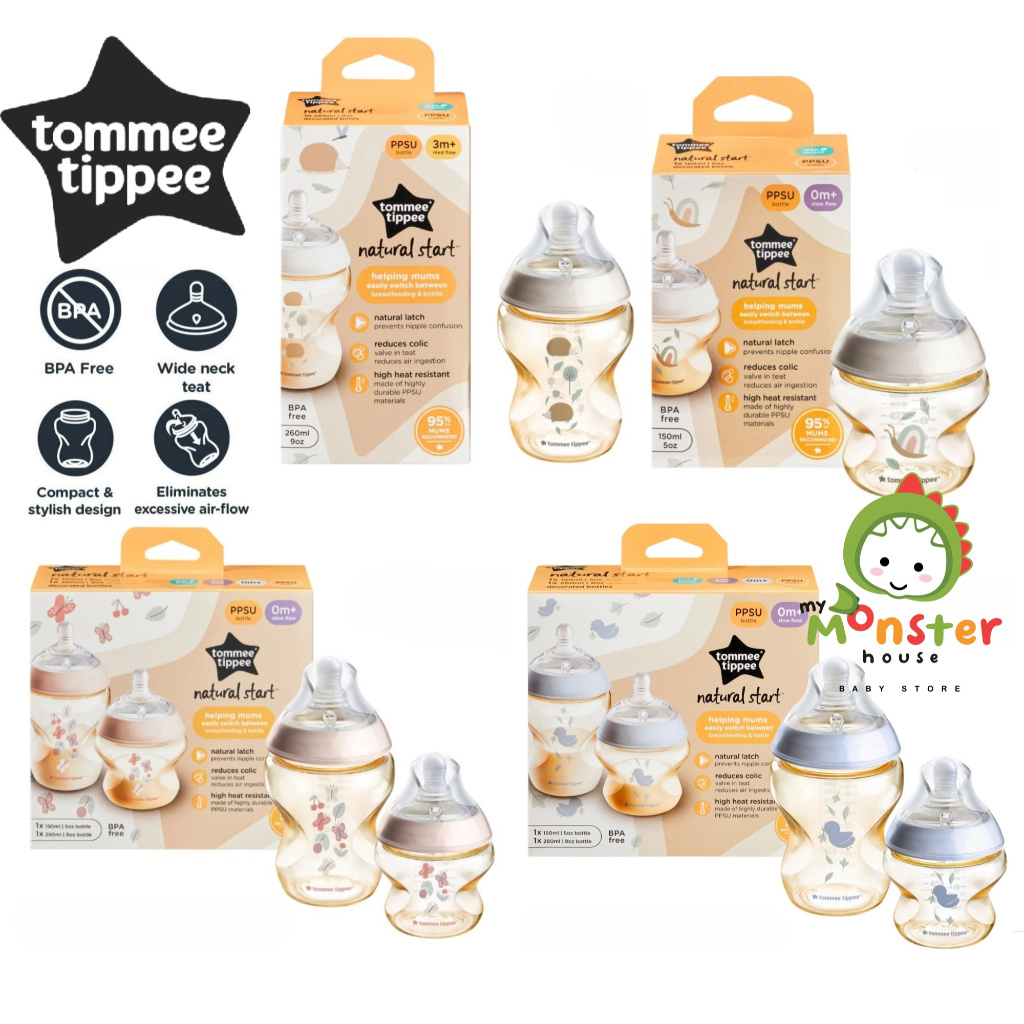 Tommee Tippee Natural Start PPSU 5oz/150ml , 9oz/260ml Bottle Single / Combo Twin Pack - Design ...