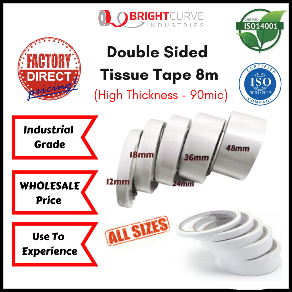 *Bulk Discount Price* Premium Double Sided Tissue Tape 8m (6mm 12mm ...