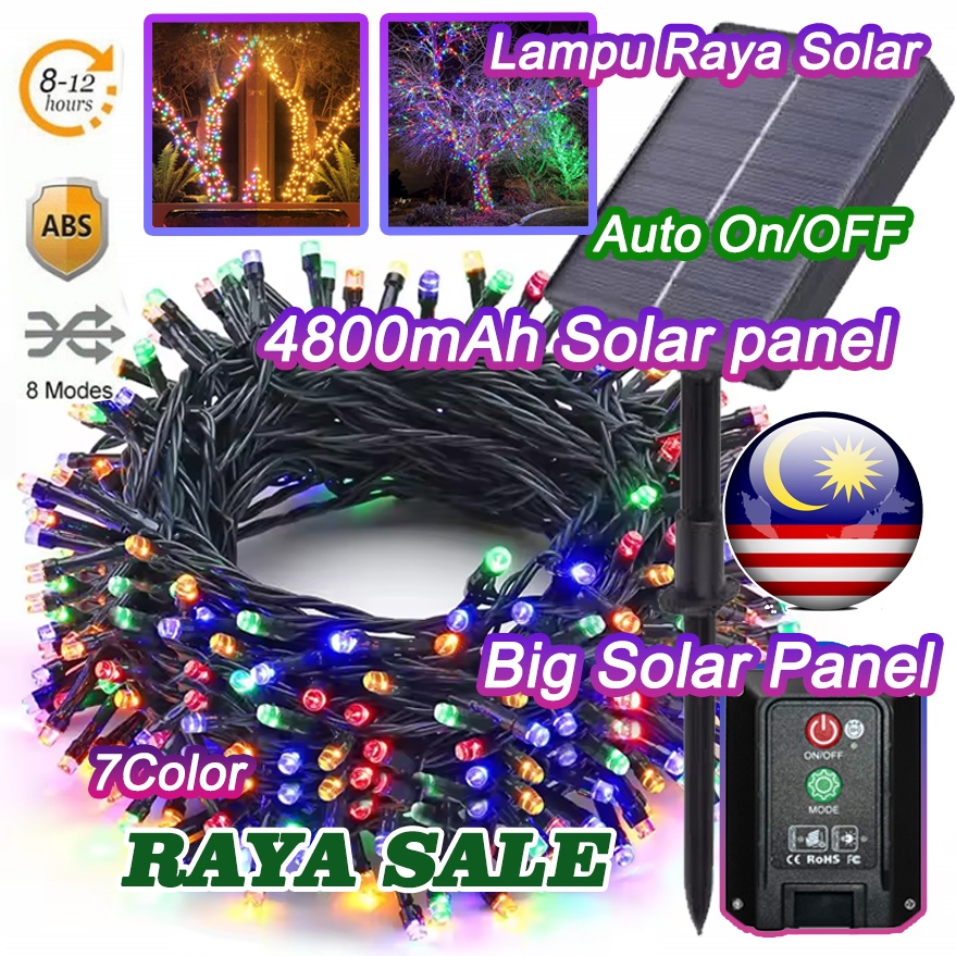 Lampu raya Solar light 22M Black wire Solar led light strip Auto On/Off ...