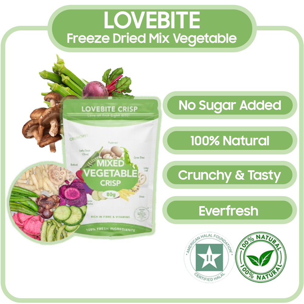 Lovebite Crisp Freeze Dried Mix 8 Vegetable Crisp Halal 80g Easy Healthy Natural Kids Snacks ...