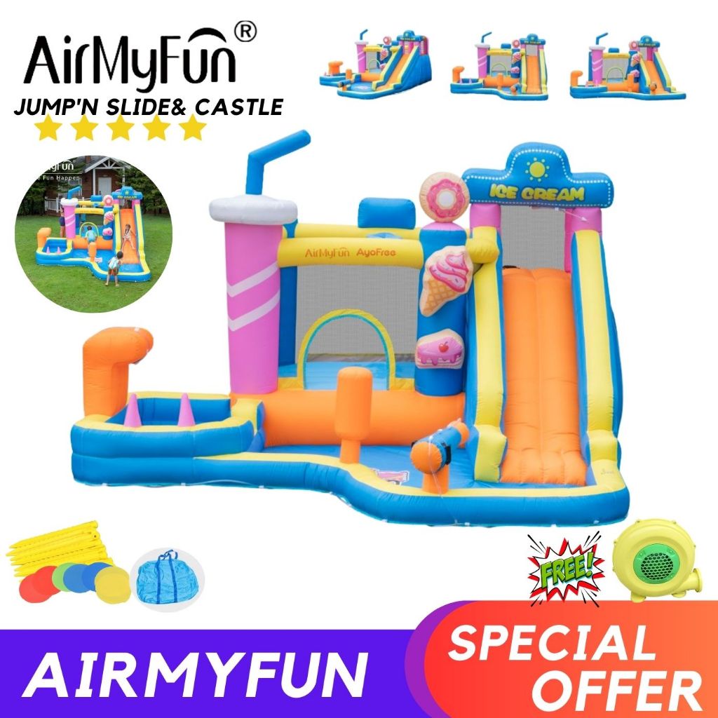 AirMyFun inflatable castle, slide, thick PVC outdoor children's ...