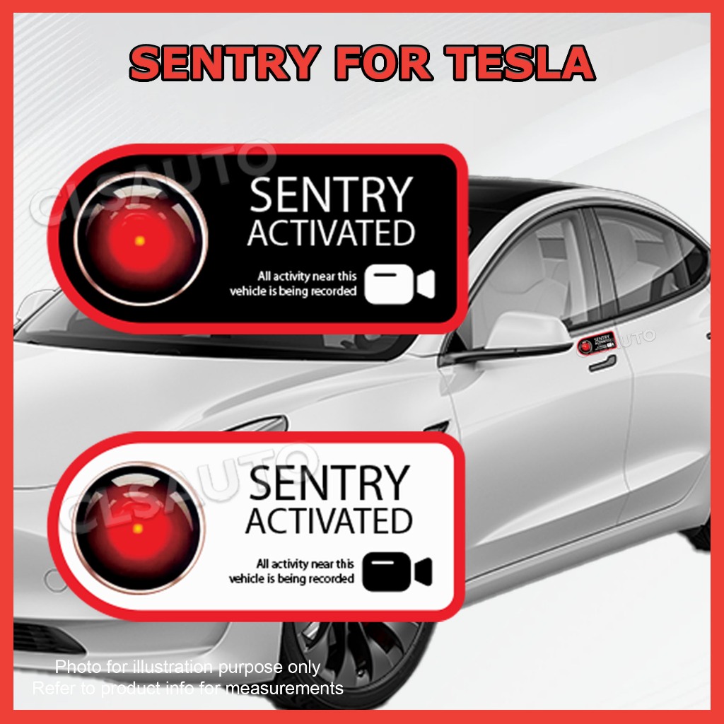 Sentry Mode Activated Sticker for Tesla - Anti-Theft Warning Decal ...