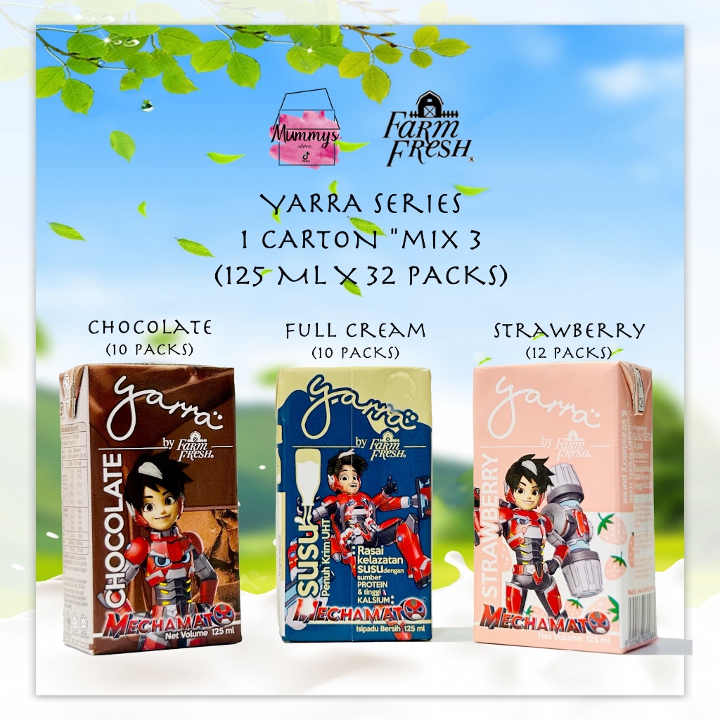 Farm Fresh Yarra Milk 3 in 1 kotak-125ml x32 Pack(Yarra Chocolate,Yarra ...