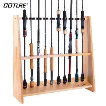GOTURE 10 Slot Pancing Pancing Pemegang Rak Paparan Kayu Berdiri Rod ...