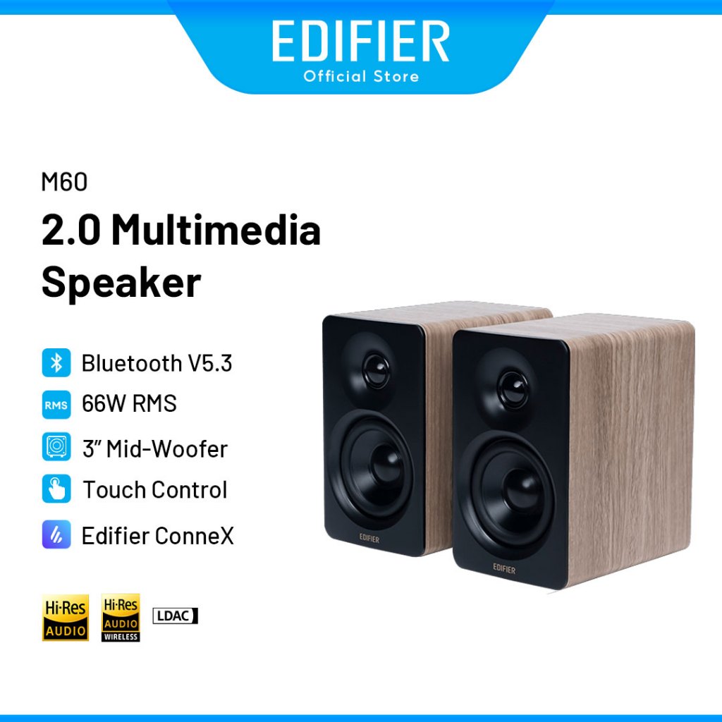 Edifier M60 Multimedia PC Speakers - 66W RMS | Silk Dome Tweeter | 3" Mid-low | DSP | DRC | AUX ...
