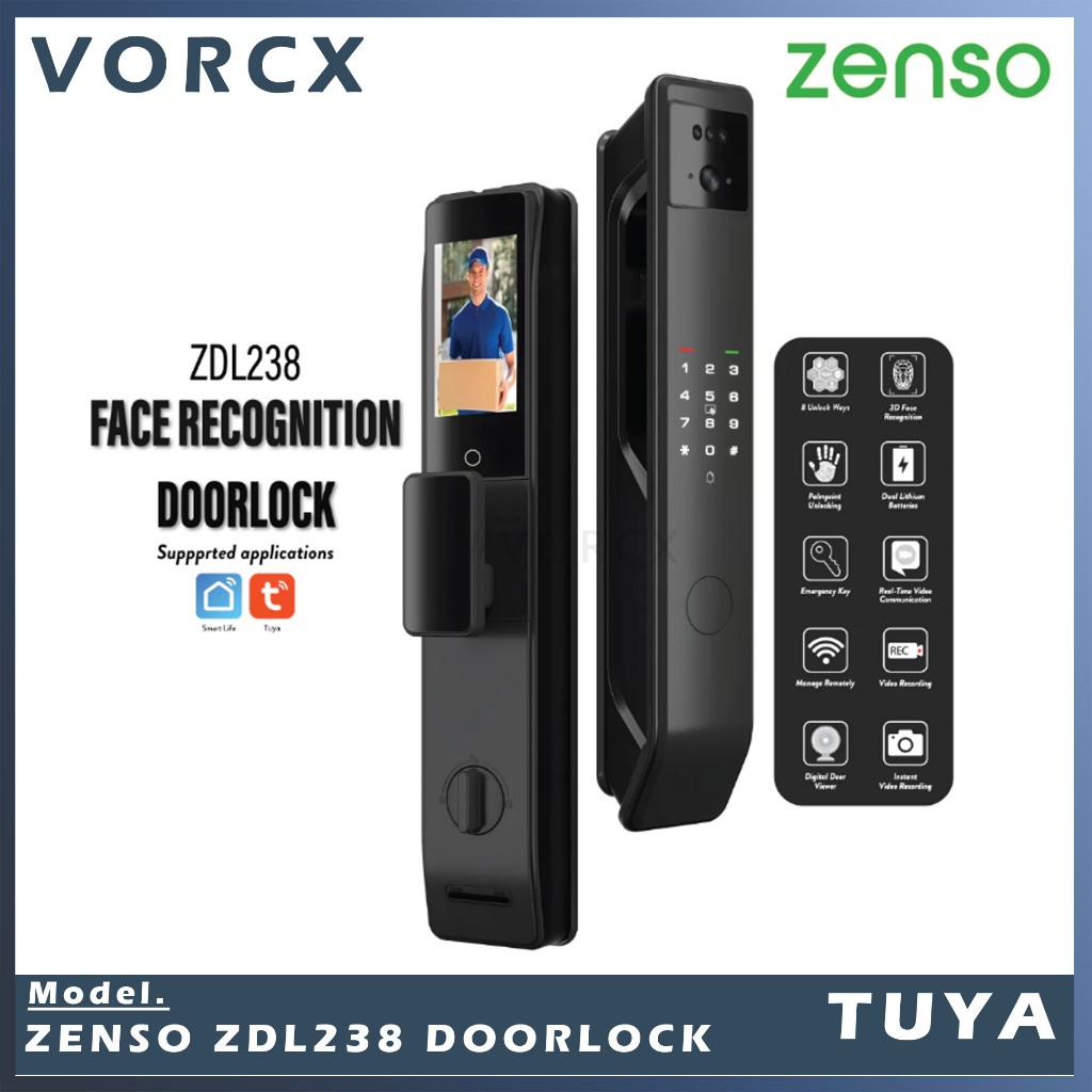 ZENSO ZDL238 Face Recognition Digital Smart Doorlock Tuya | Shopee Malaysia
