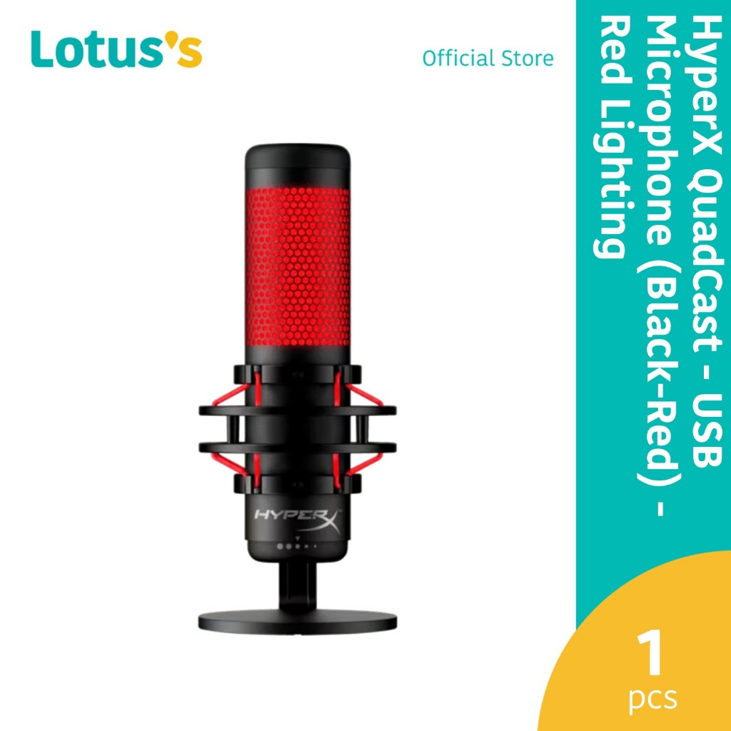 HyperX QuadCast - USB Microphone (Black-Red) - Red Lighting (HX-MICQC ...