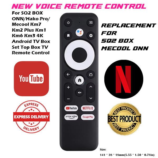 Remote Control for SQ2 box/mecool km2/km7/KD2/onn box/Original Bluetooth BT Google Netflix 4K ...