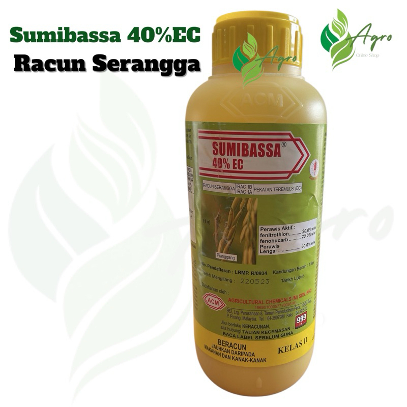 Sumibassa 40%EC 1Liter/Racun Serangga/Fenitrothion 20%+fenobucarb 20%/pianggang/Bena perang/ulat ...