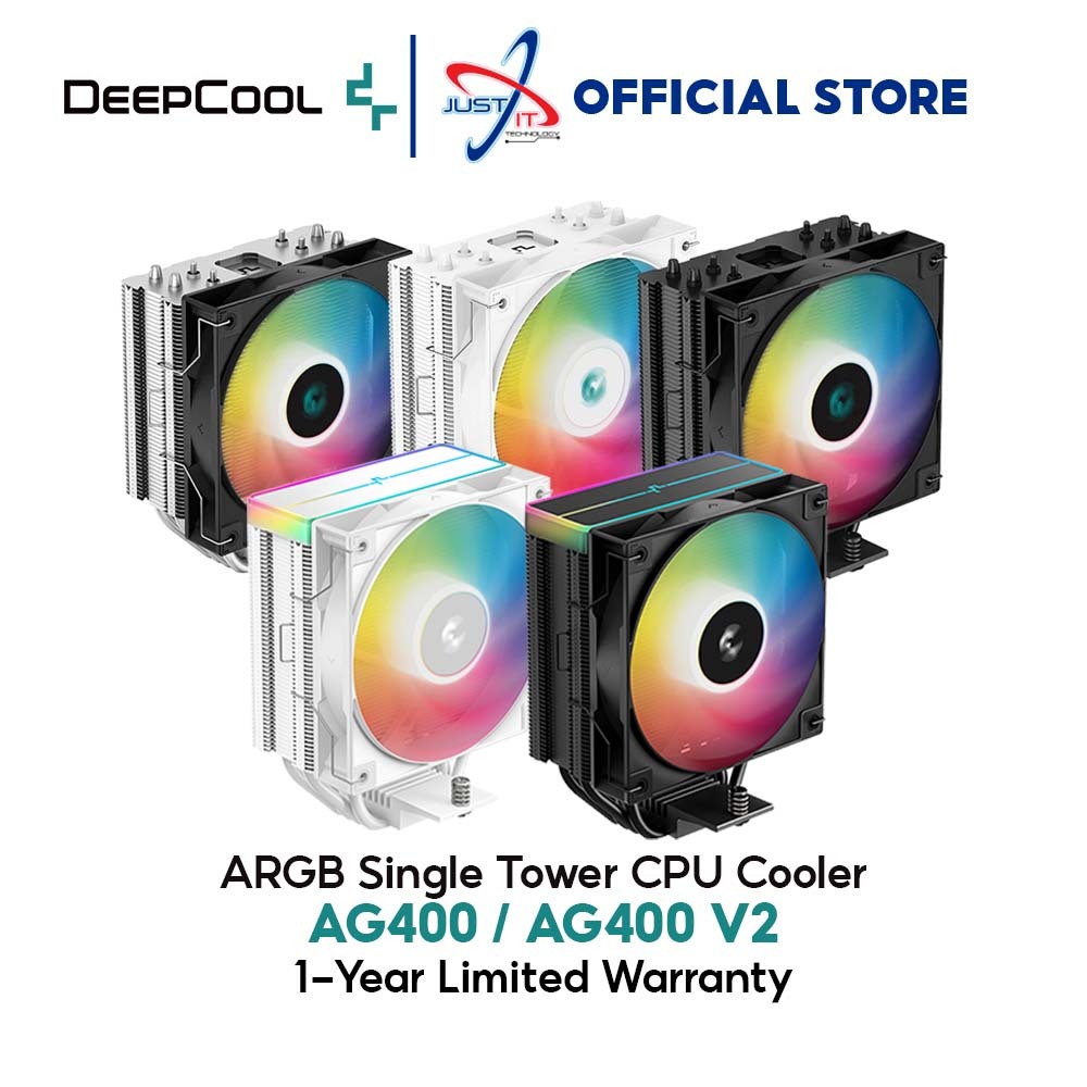 DEEPCOOL AG400 ARGB / AG400 ARGB V2 SINGLE TOWER CPU COOLER - BLACK ...