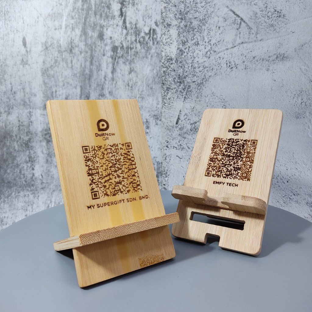 QR Code Stand for Shop – Custom Engraved Wooden Display | Shopee Malaysia