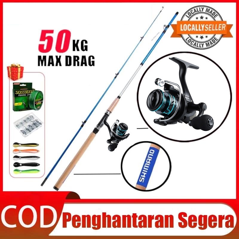 Fishing Rod Set Pancing Set Reel Spinning Rod Spinning Joran Pancing ...