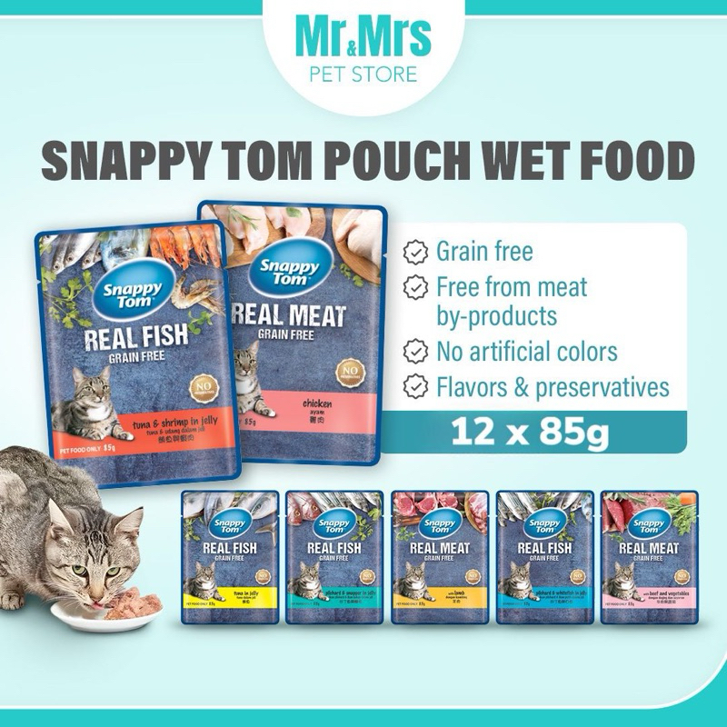 Snappy Tom Pouch (Cat Wet Food) 12 x 85g Makanan Kucing Basah | Shopee ...