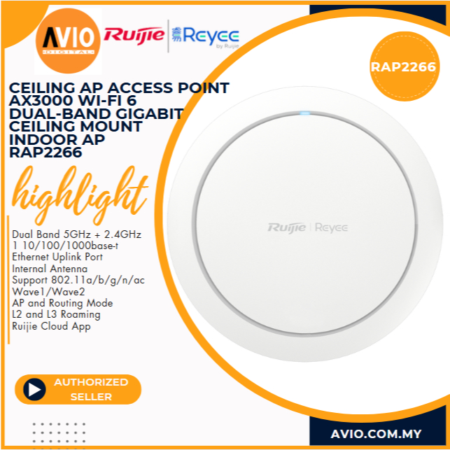 Ruijie AX3000 WiFi 6 Dual Band Gigabit Ceiling Mount Indoor AP Access ...
