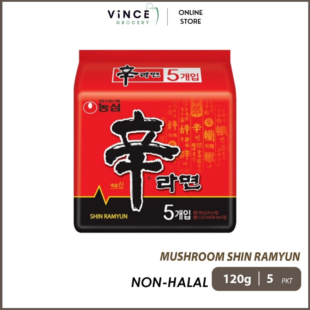 NONGSHIM Mushroom Shin Ramyun (Non-Halal) | 600G [120G x 5 PKTS] | Shopee Malaysia