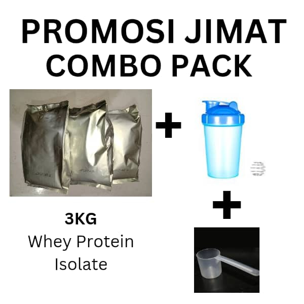 Promosi Jimat Combo Pack Whey Protein Isolate 3kg ,Shaker & scoop Untuk ...