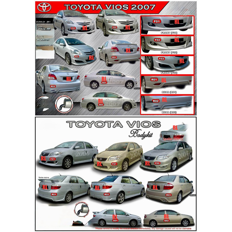 Toyota Vios Ncp42 Ncp92 2004 - 2012 RL bodykit body kit front side rear ...