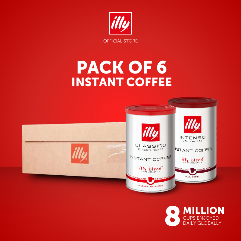 [Carton Deal] illy Instant Coffee - Classico Medium Roast/Intenso Dark Roast (6 Cans x 95g ...