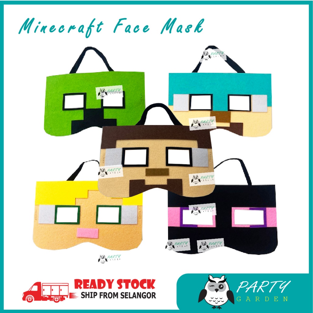 Minecraft face mask party gift games Steve Enderman Kai Alex Creeper ...
