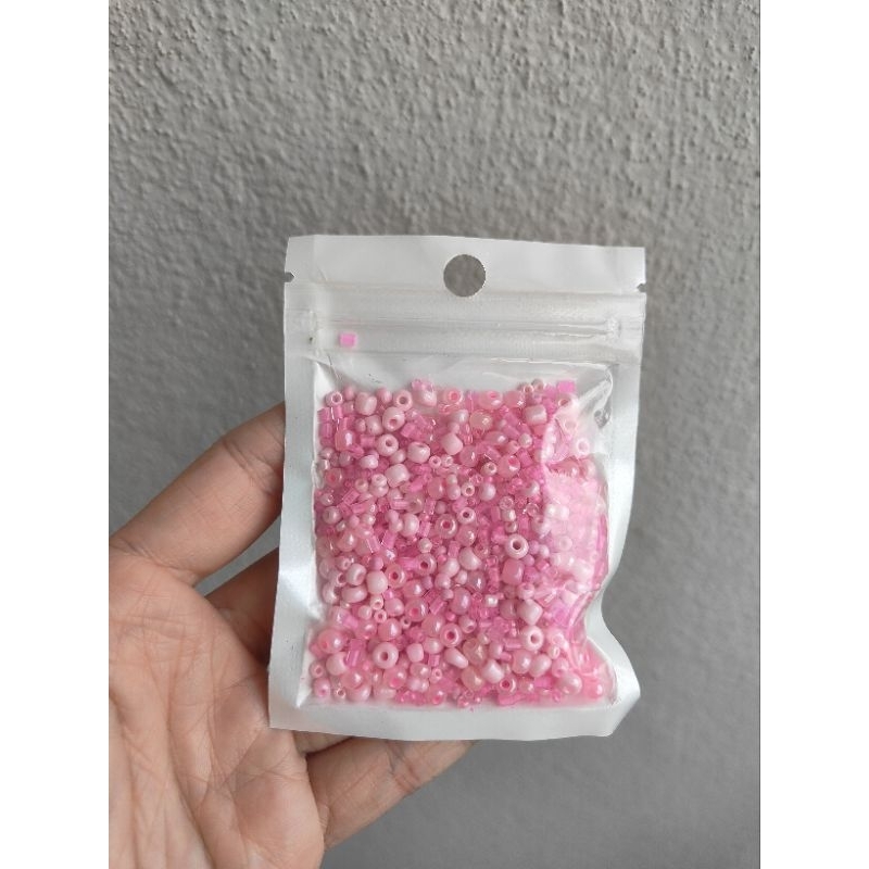 (Stok Msia) 1000pcs Campuran Manik Kaca Tiub Merah Jambu Pemisah ...