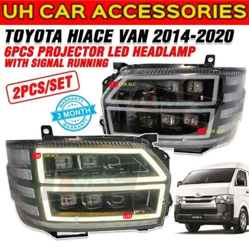 Toyota Hiace Van 2014 - 2020 6pcs Projector Led Headlamp With Signal ...