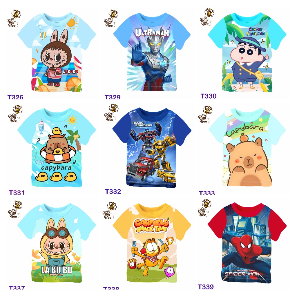 Oh Bay Bee T-shirt Capybara, Labubu, Ultraman , Transformer, Shin Chan ...