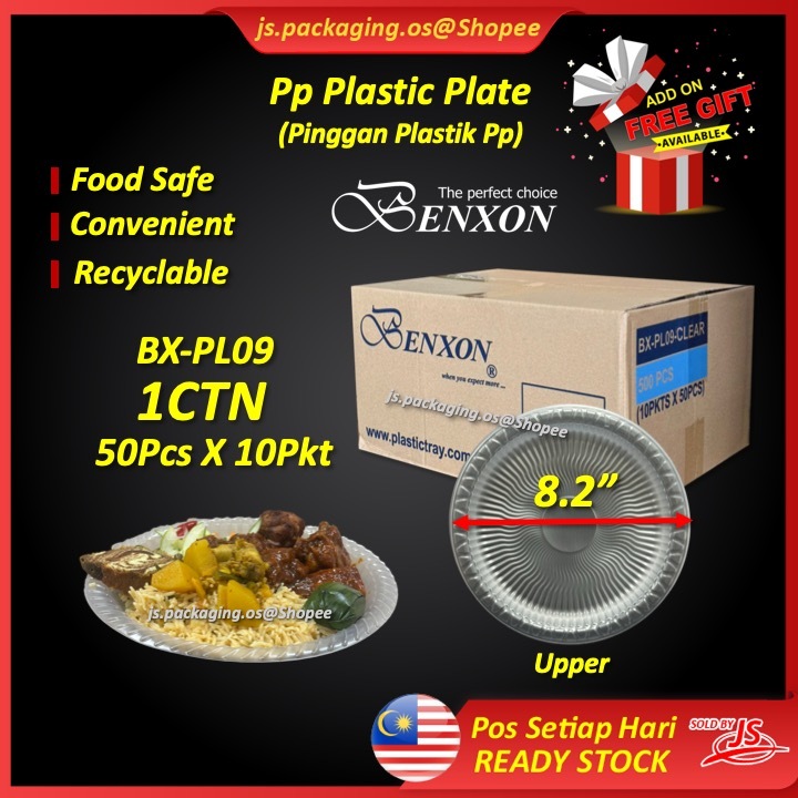 Benxon Disposable Plastic Plate / Party Plate / Pinggan Pakai Buang 8.2 ...