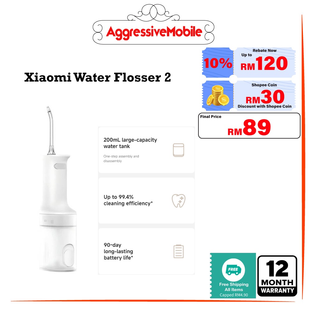 (MY) Xiaomi Water Flosser 2 [3 flossing modes | 90-day Battery Life ...
