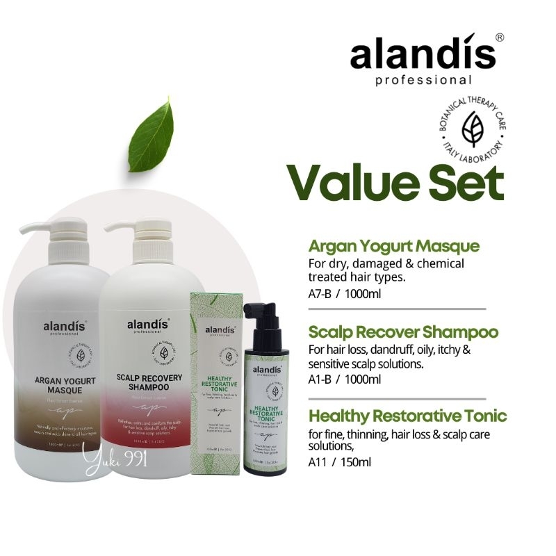 alandis professional #50 [ Argan Yogurt Masque +Scalp Recovery Shp/Silk Moisture Shp +Healthy R ...