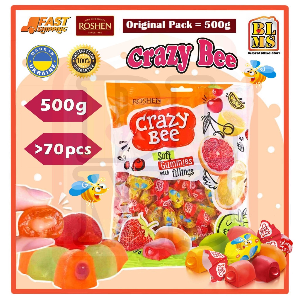 ROSHEN Crazy Bee Fruit Juice Soft Gummies with fillings / Jelly Candies ...