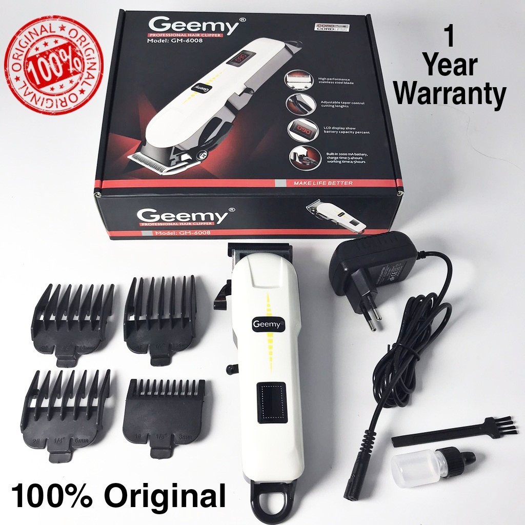 ORIGINAL GEEMY GM-6008 Rechargeable Professional Hair Clipper Trimmer ...