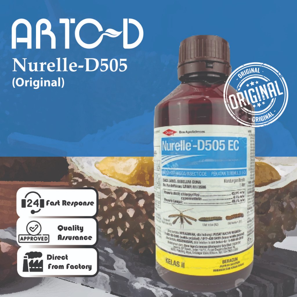 100% ori Nurelle - D505EC Chlorpyrifos Cypermethrin Racun Ulat Durian ...