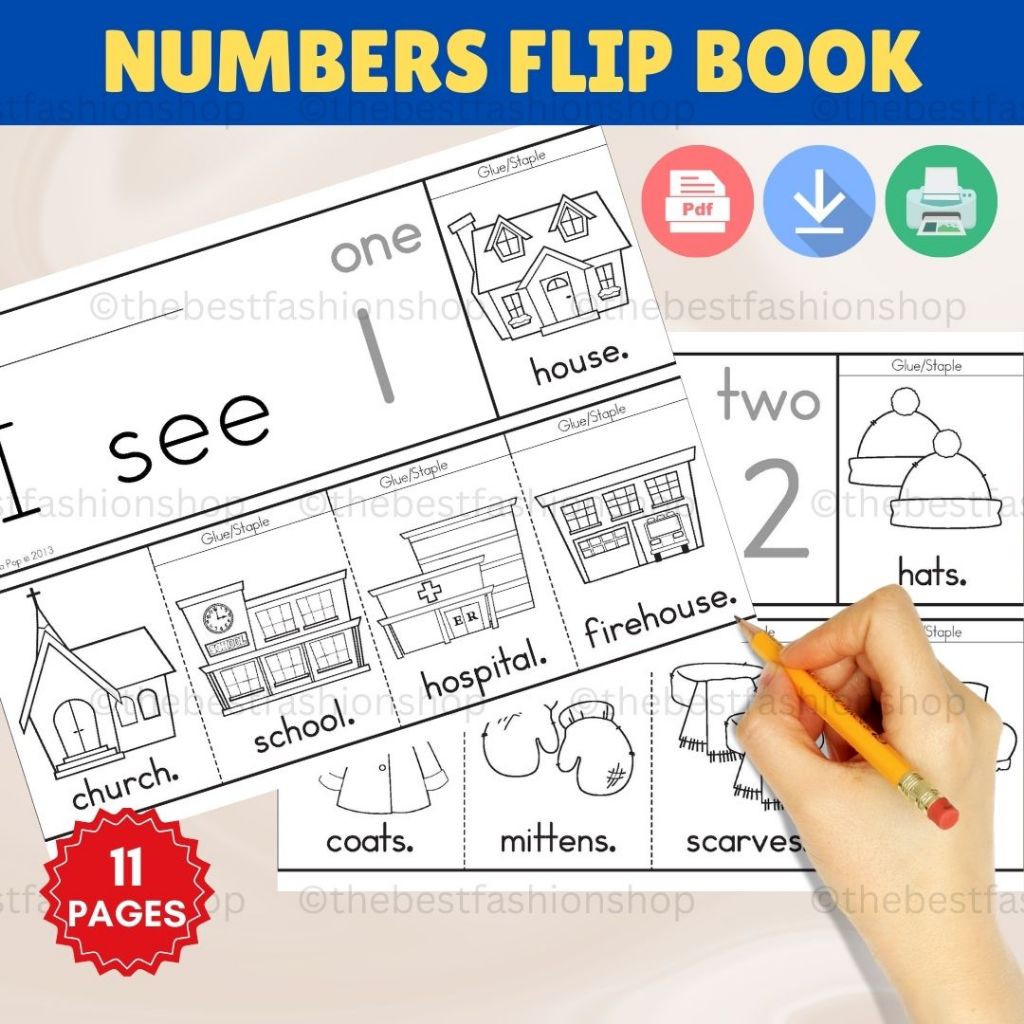 A088 [PDF] Numbers 1-10 Flip Book Worksheet Printable Activity Pages ...