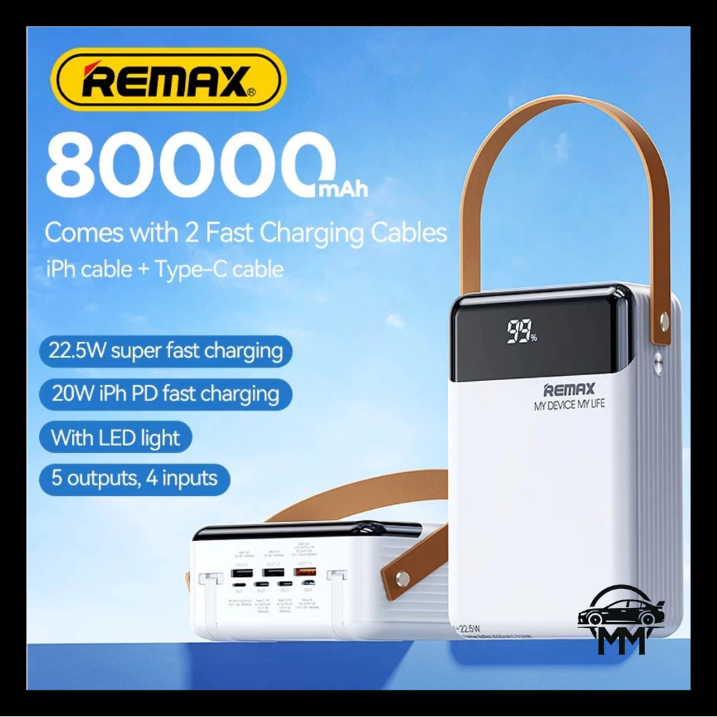 Remax Rpp-566 80000Mah Pd20W+Qc22.5W Cabled Fast Charging Power Bank 80000Mah Portable Container ...