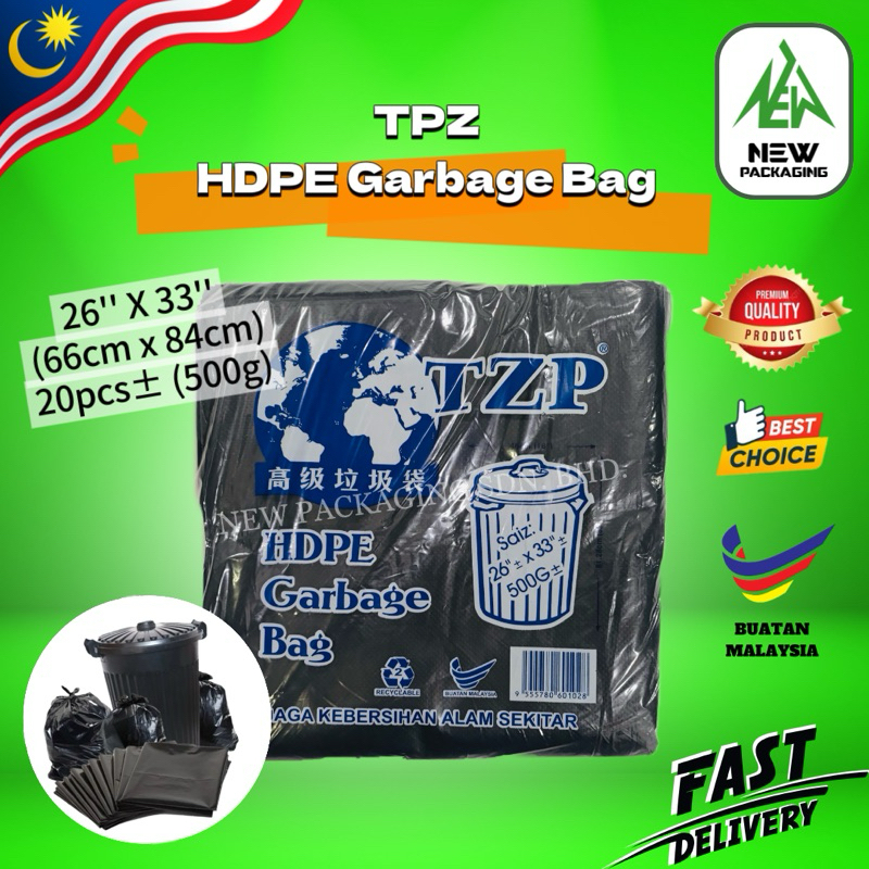 TPZ HDPE Garbage Bag 26x33" (20PCS± | 500g) | Beg Sampah Plastik ...